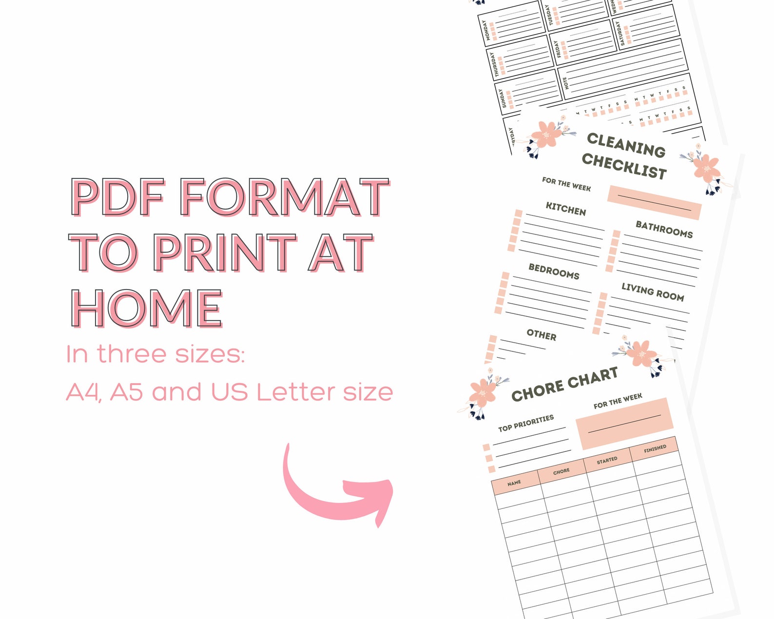 Printable Cleaning Bundle | House Cleaning Checklist Kit | Chore Chart ...