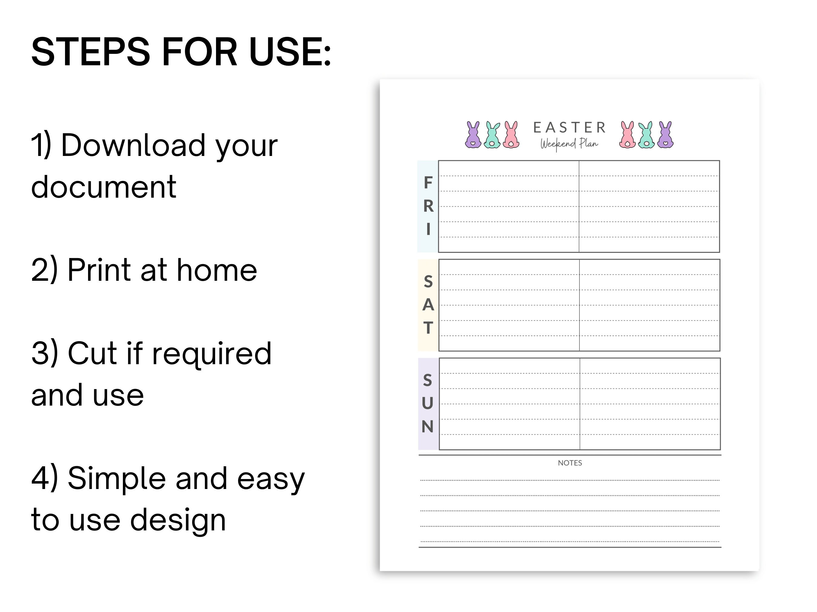 Mini Easter Planner and Checklist Daily Planner, Weekly Planner, Easter ...