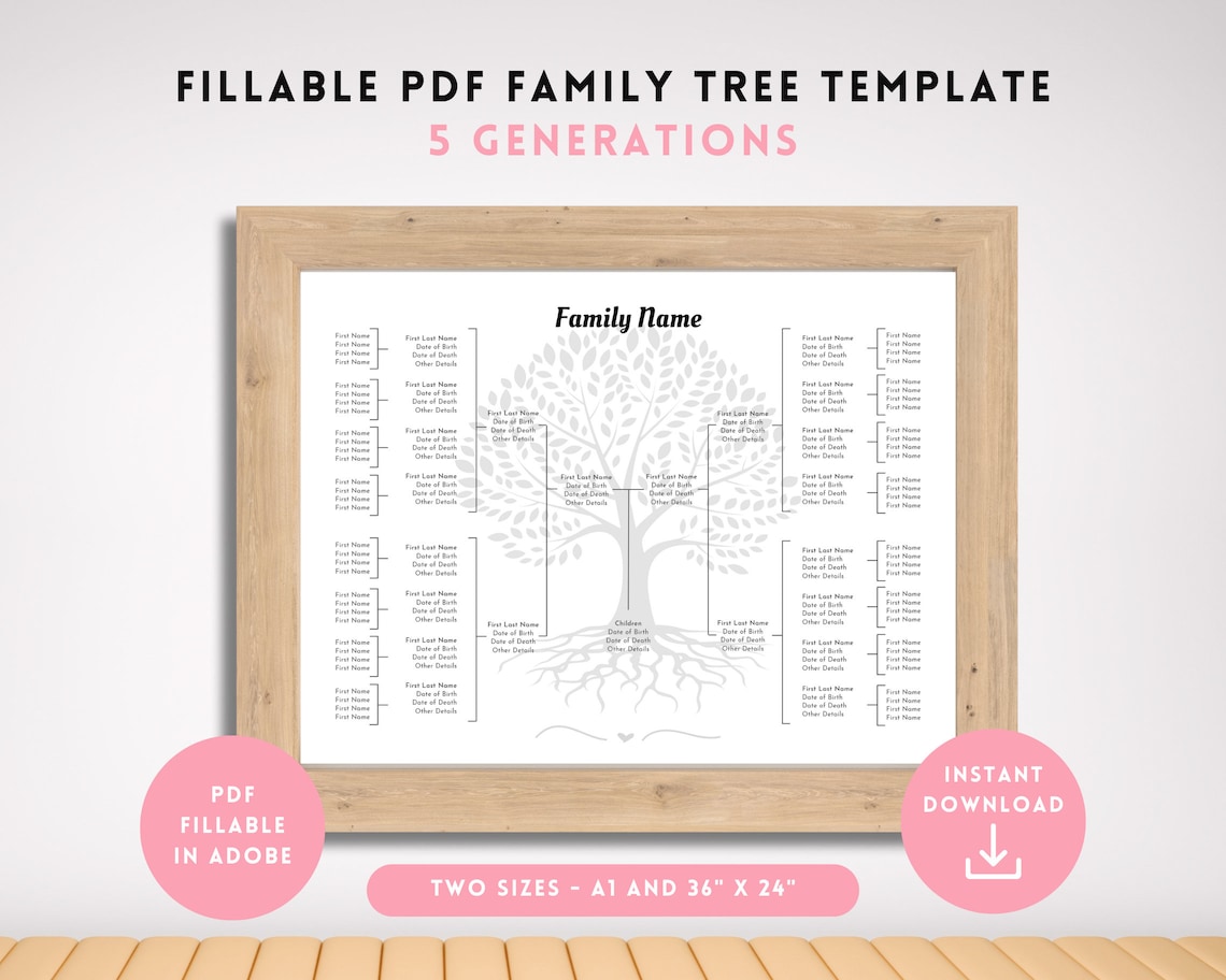 Editable Family Tree Template - Family Tree Chart Printable - 5 ...