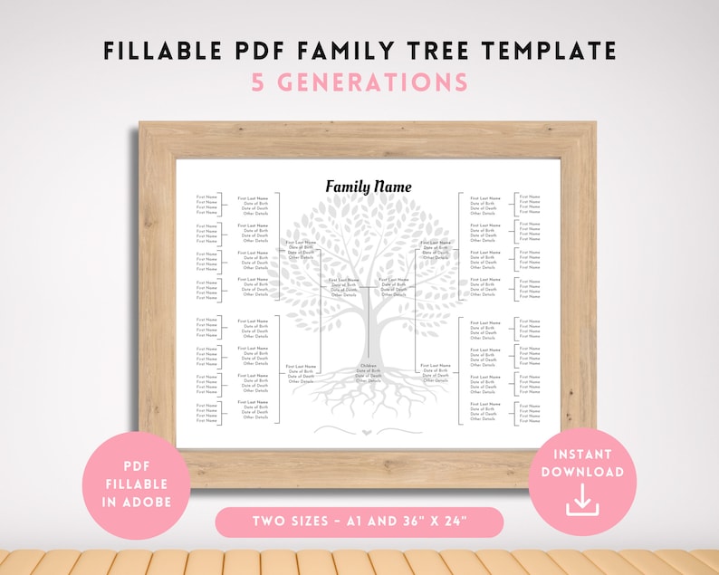 Editable Family Tree Template - Family Tree Chart Printable - 5 ...