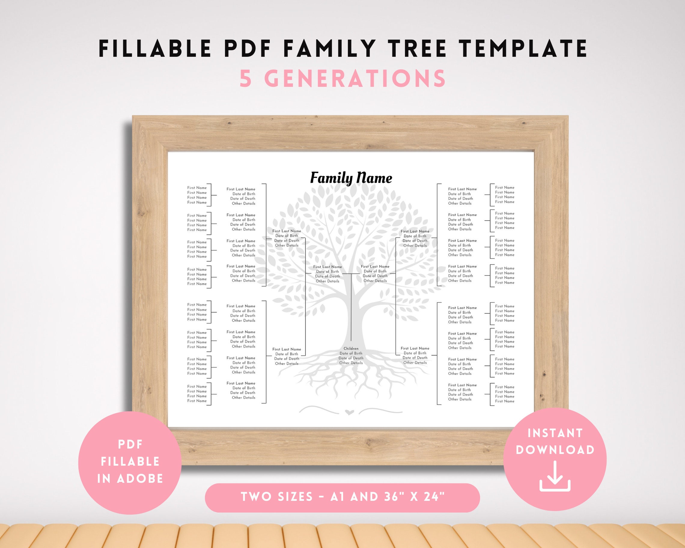 Editable Family Tree Template - Family Tree Chart Printable - 5 ...