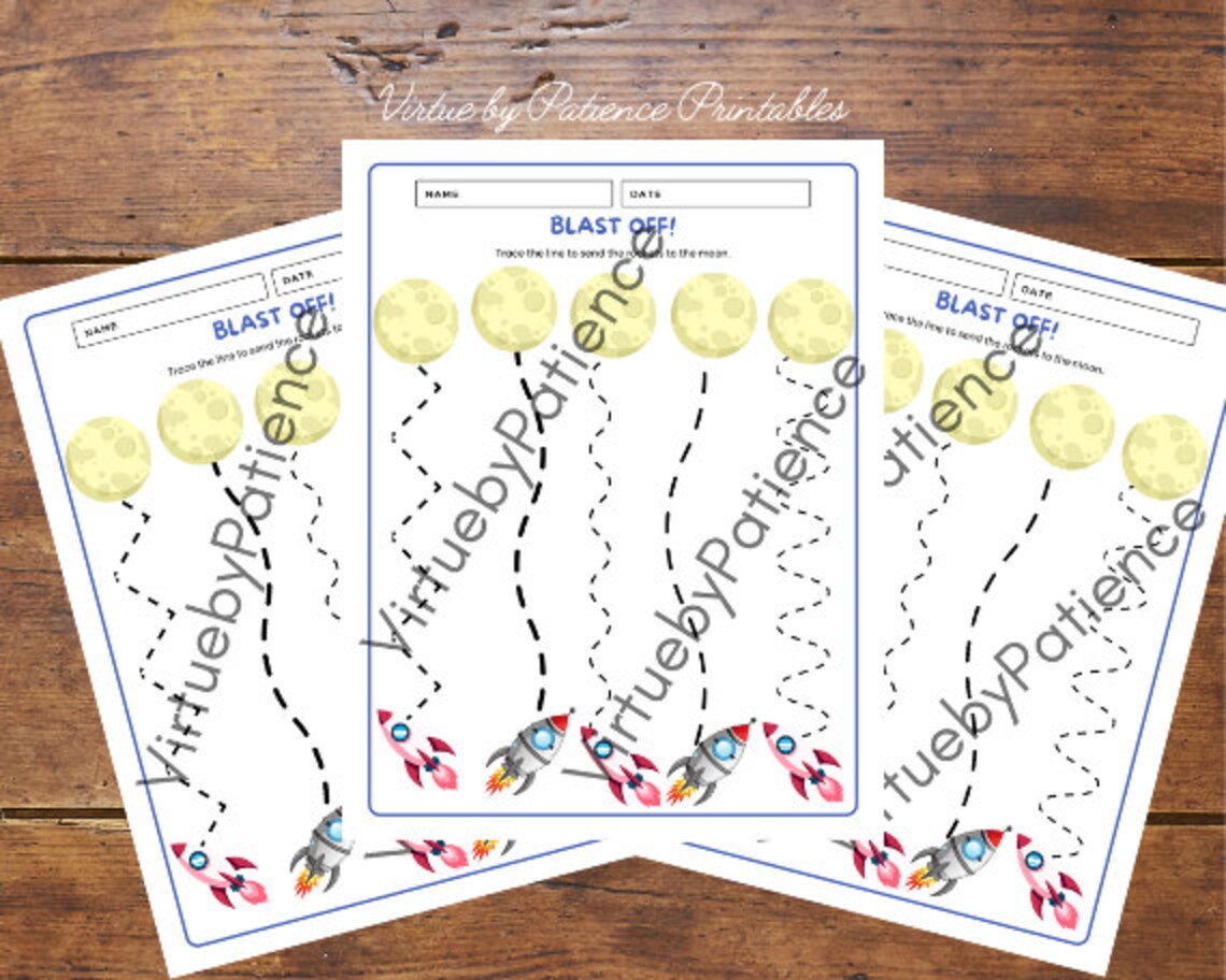 Rocket Tracing Practice, Pre-writing Worksheets, Line Tracing, Toddler ...