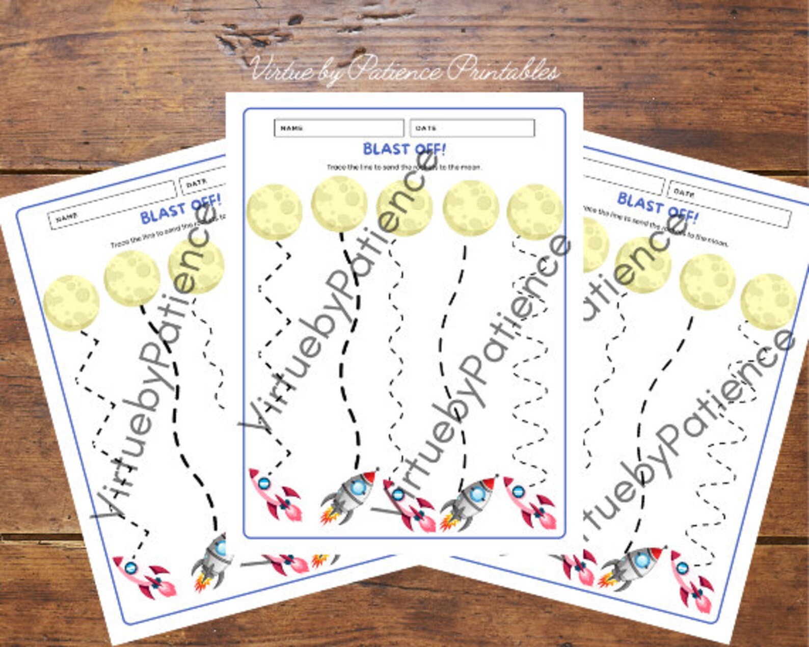 Rocket Tracing Practice, Pre-writing Worksheets, Line Tracing, Toddler ...