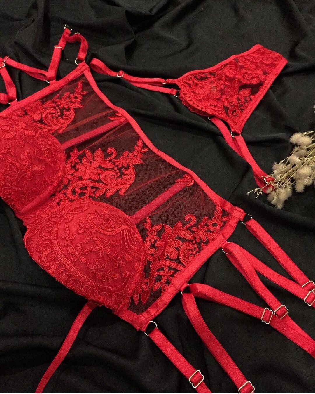 Red Lingerie Corsetlace Red Lingerie Setcorset | Etsy
