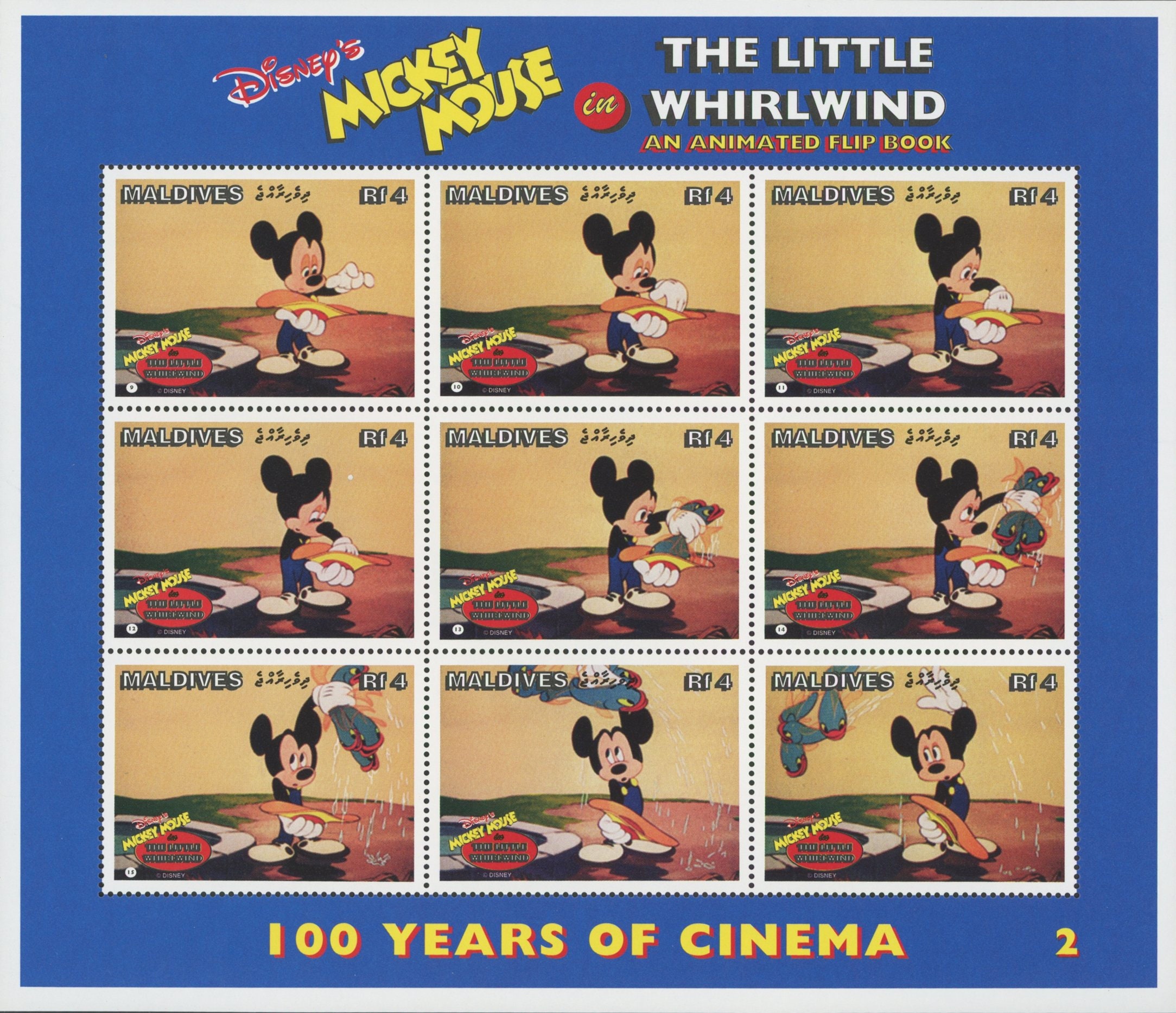 Disney Stamp Mickey Mouse The Little Whirlwind 2 Souv. of 9 | Etsy