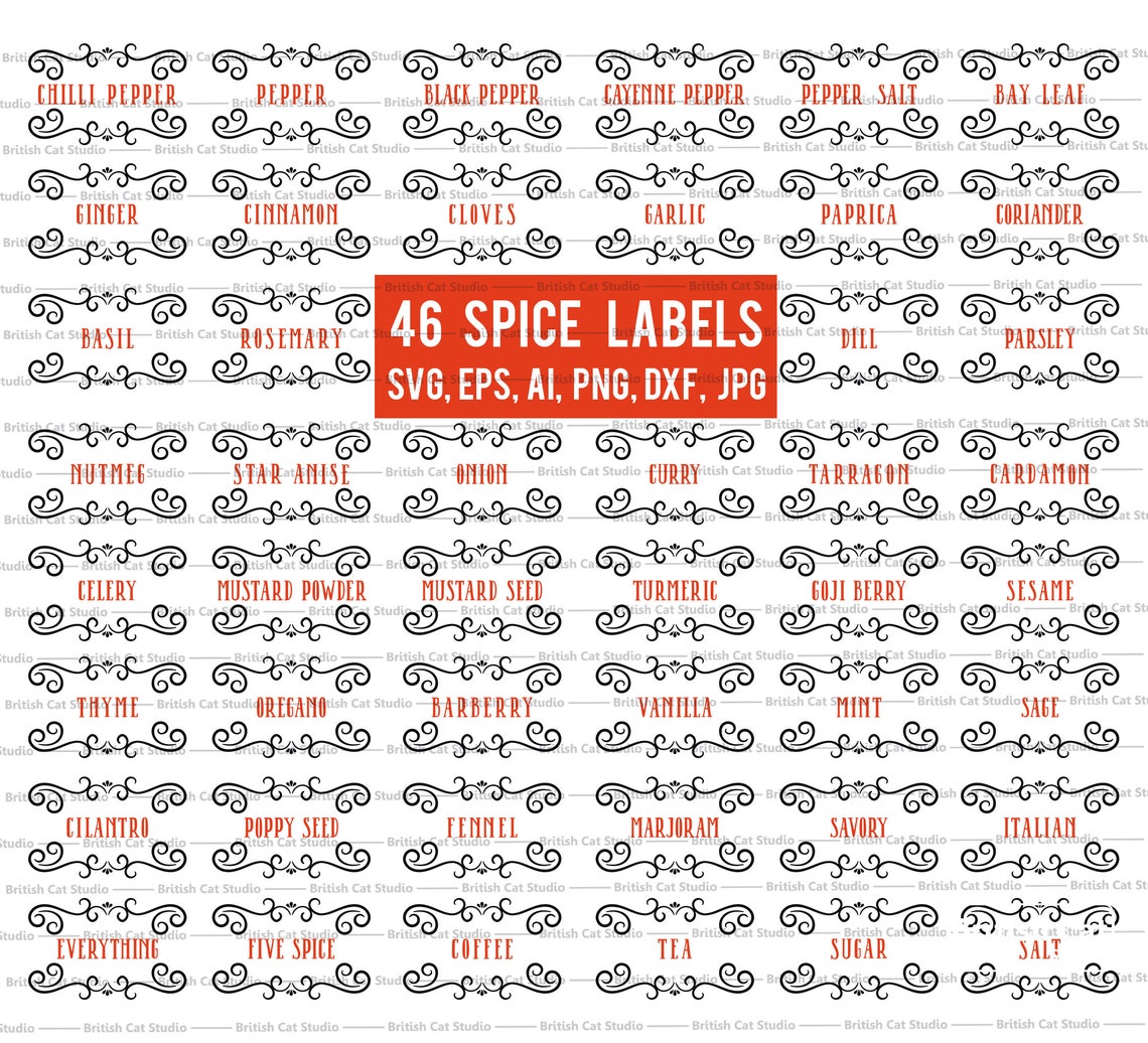 Spice Label Svg Bundle Pantry Label Svg Kitchen Label Svg | Etsy