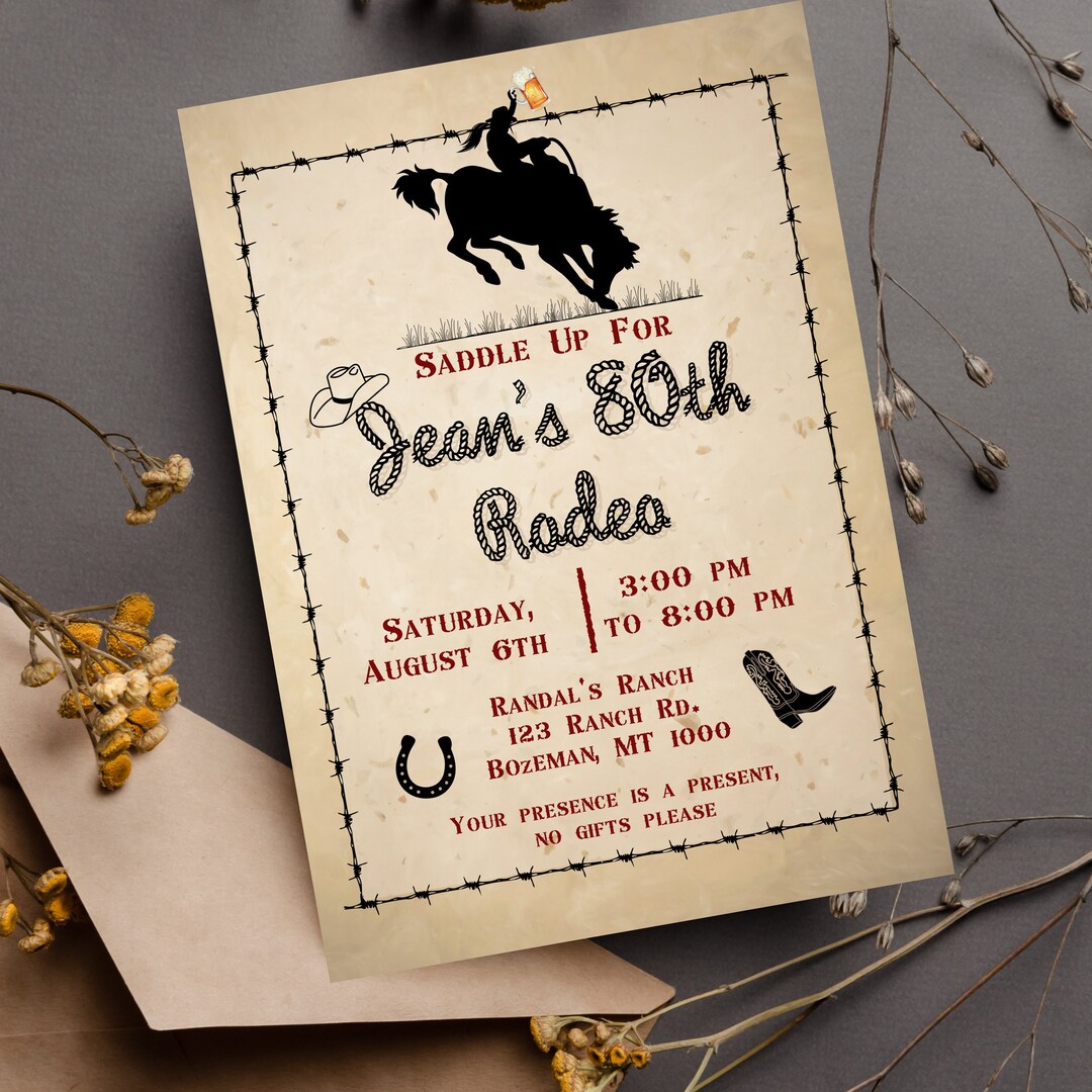 Invitación de cumpleaños de rodeo occidental, invitación de rodeo ...
