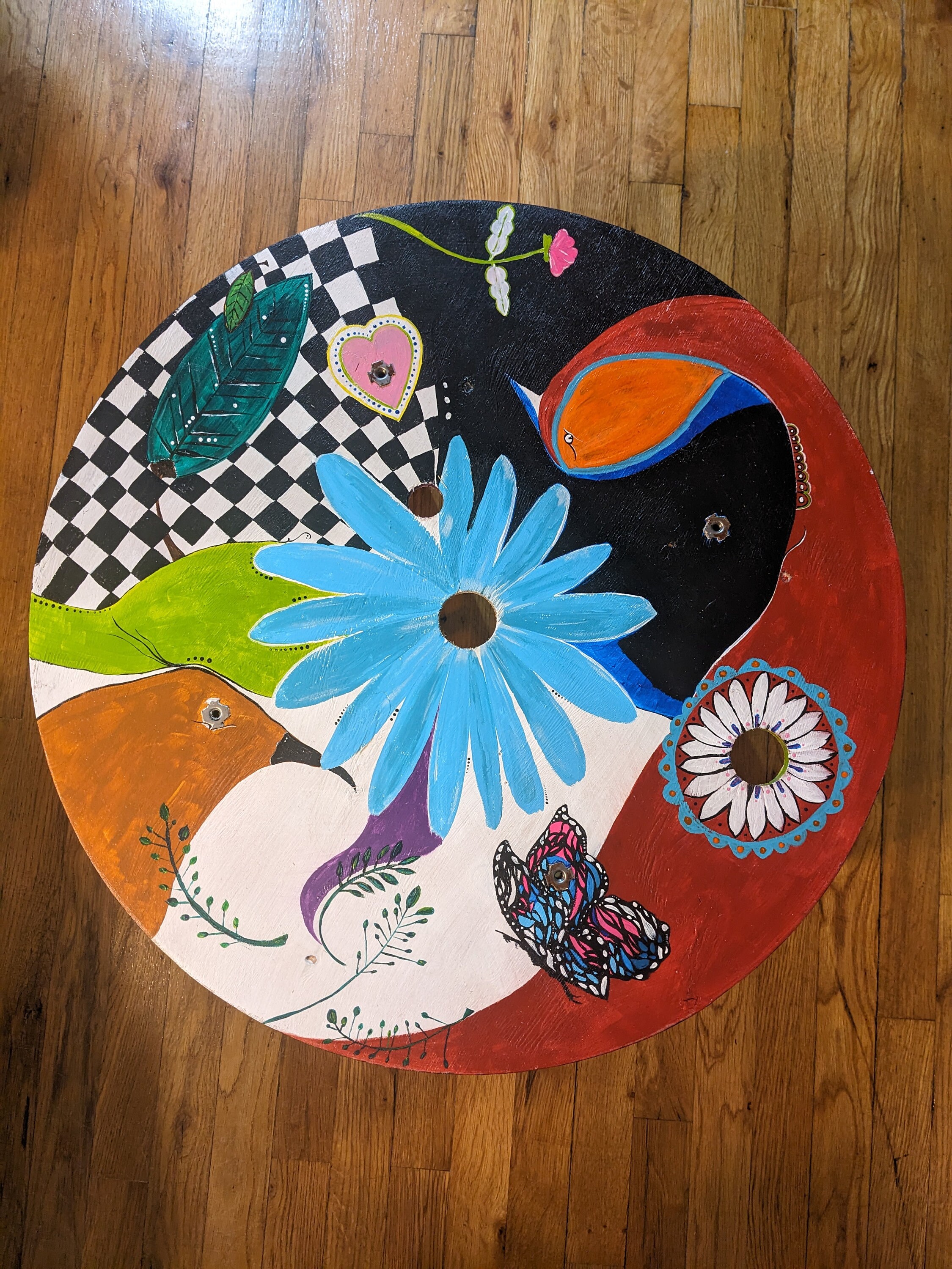 Hand Painted Boho Round Coffee Table, Side Table - Etsy