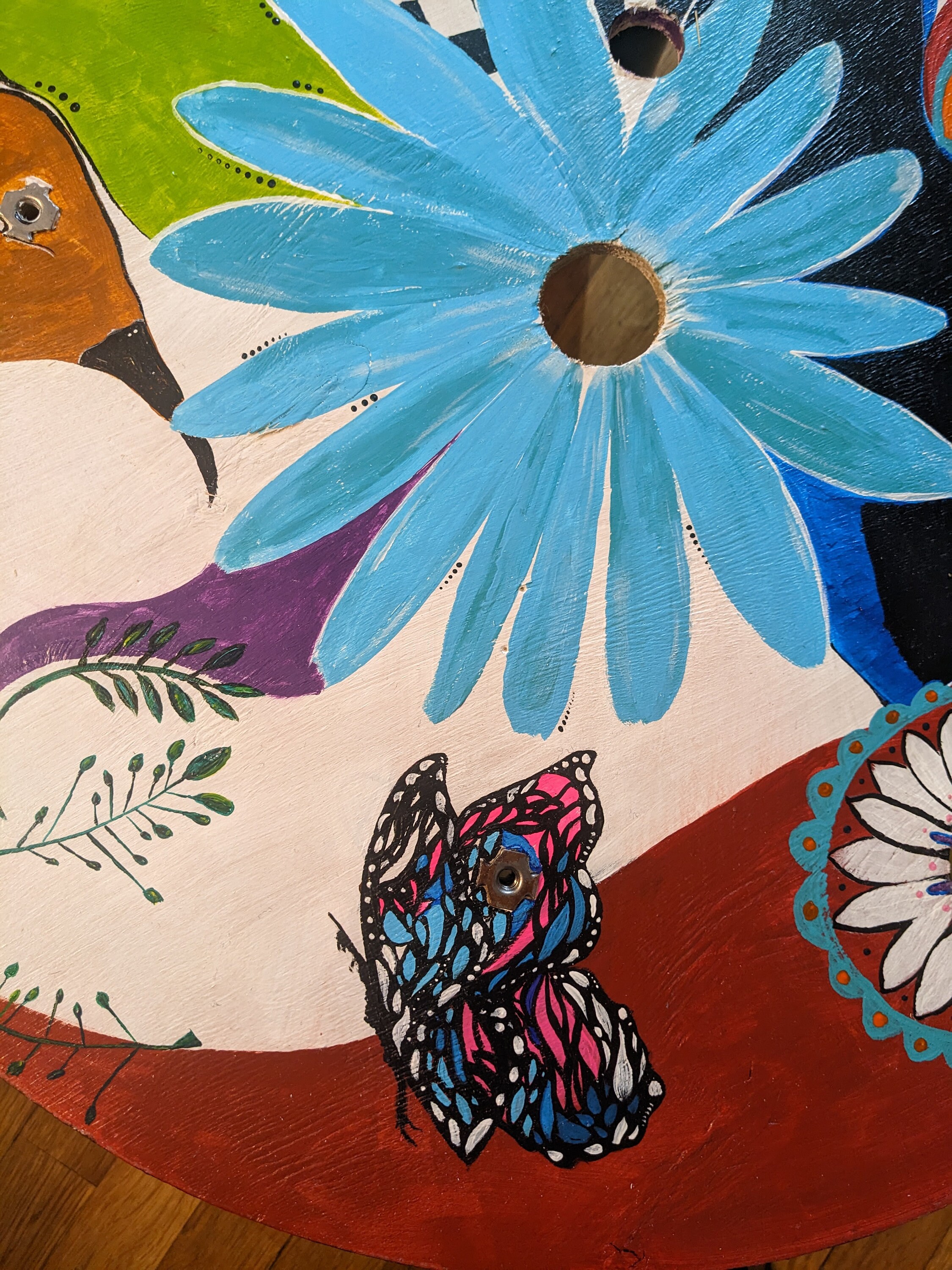 Hand Painted Boho Round Coffee Table, Side Table - Etsy