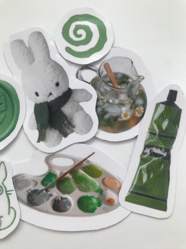 Sage Green Aesthetic Sticker Pack: Miffy, Totoro, Milk - 10 Glossy ...