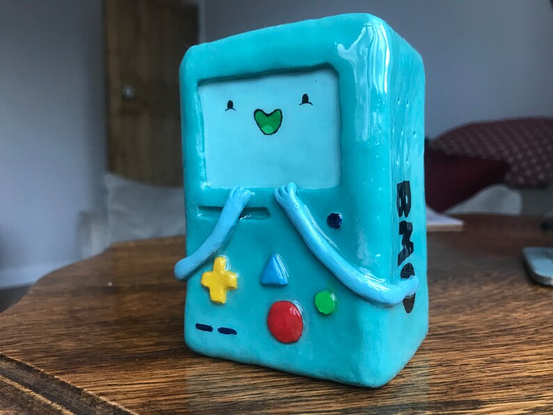 Adventure Time Inspired BMO Ceramic Figurine, Handmade Unofficial Made ...