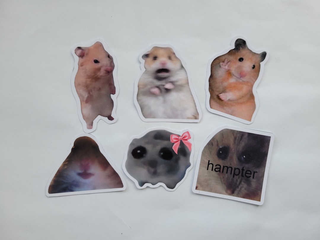 Hamster Meme Sticker Pack Gloss Vinyl Decals, Grey Bow Hamster, Scared ...