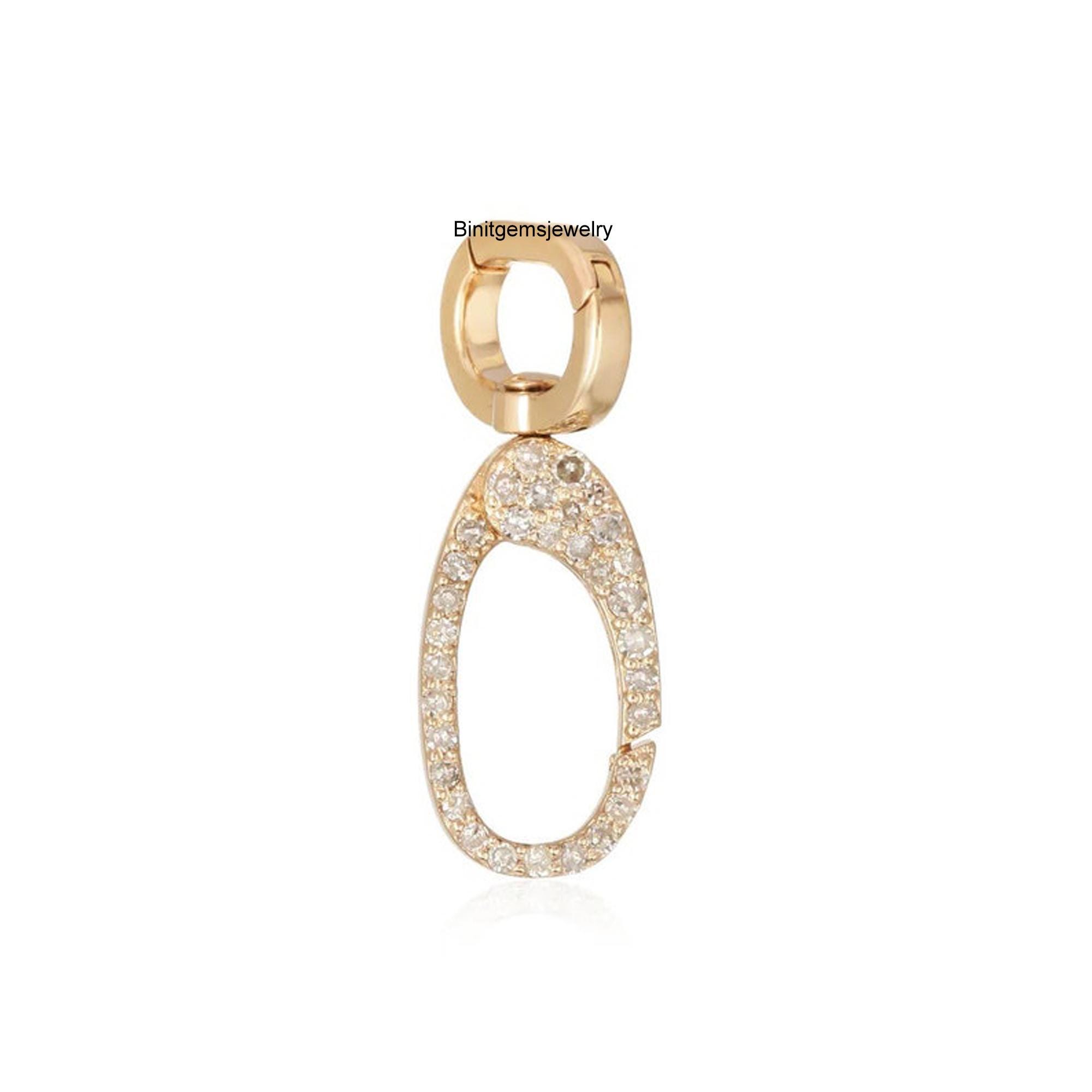 14K Solid Gold Diamond Lobster Claw Clasp Openable Diamond Lock Diamond ...