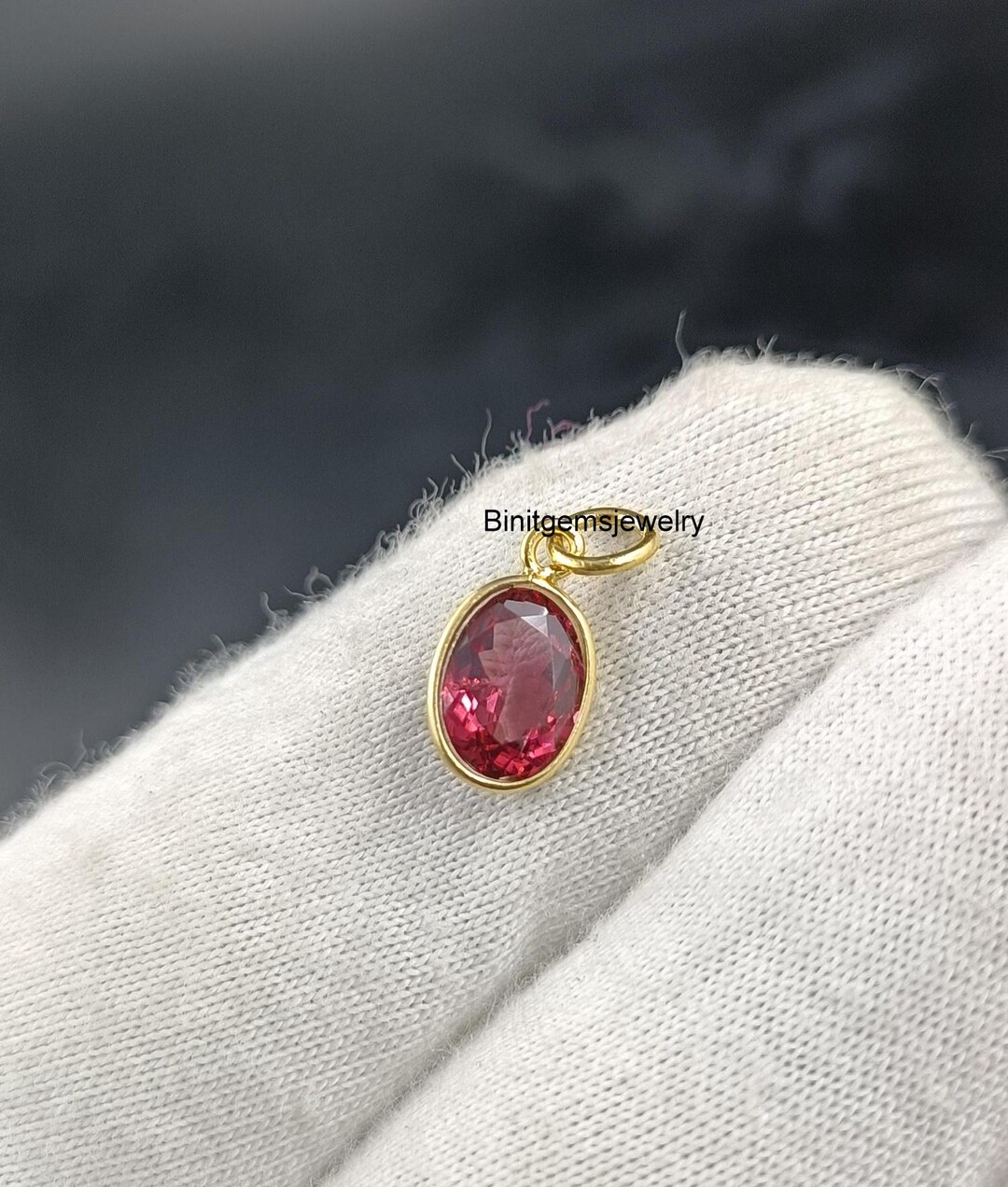 14k Yellow Gold Red Garnet Gemstone Gold Charm January Birthstone ...