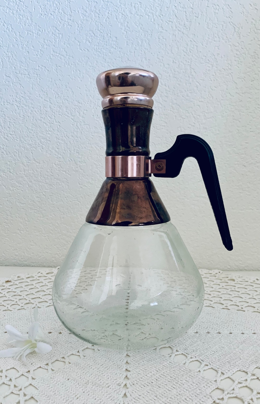 Vintage Inland Glass Coffee Carafe With Copper Trim - Etsy