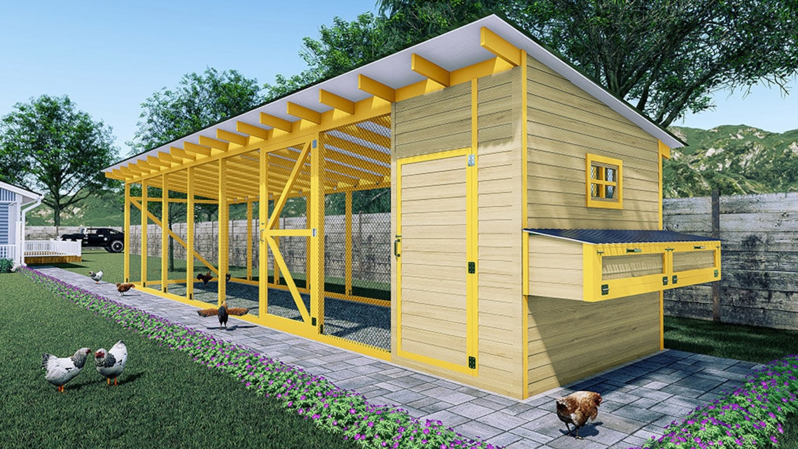 Chicken Coop Plans 9x42 DIY Walk in Chicken Run for 22 - Etsy