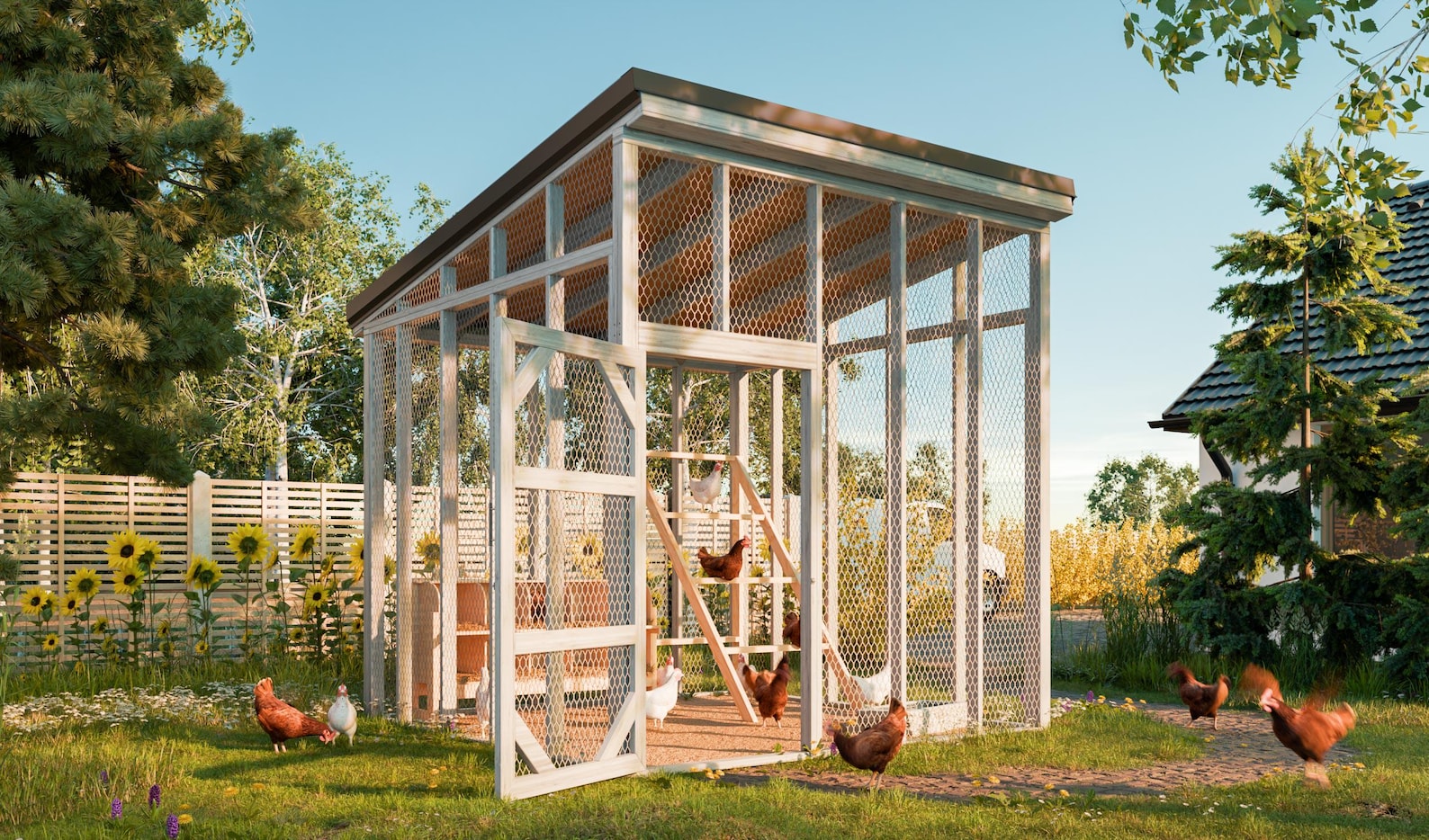 DIY Walk-in Chicken Run Plans – Large Predator-proof Outdoor Coop ...