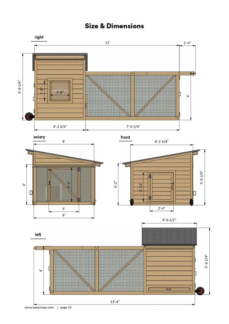 6x12 DIY Movable Chicken Tractor Plan for 10 Chickens - Etsy