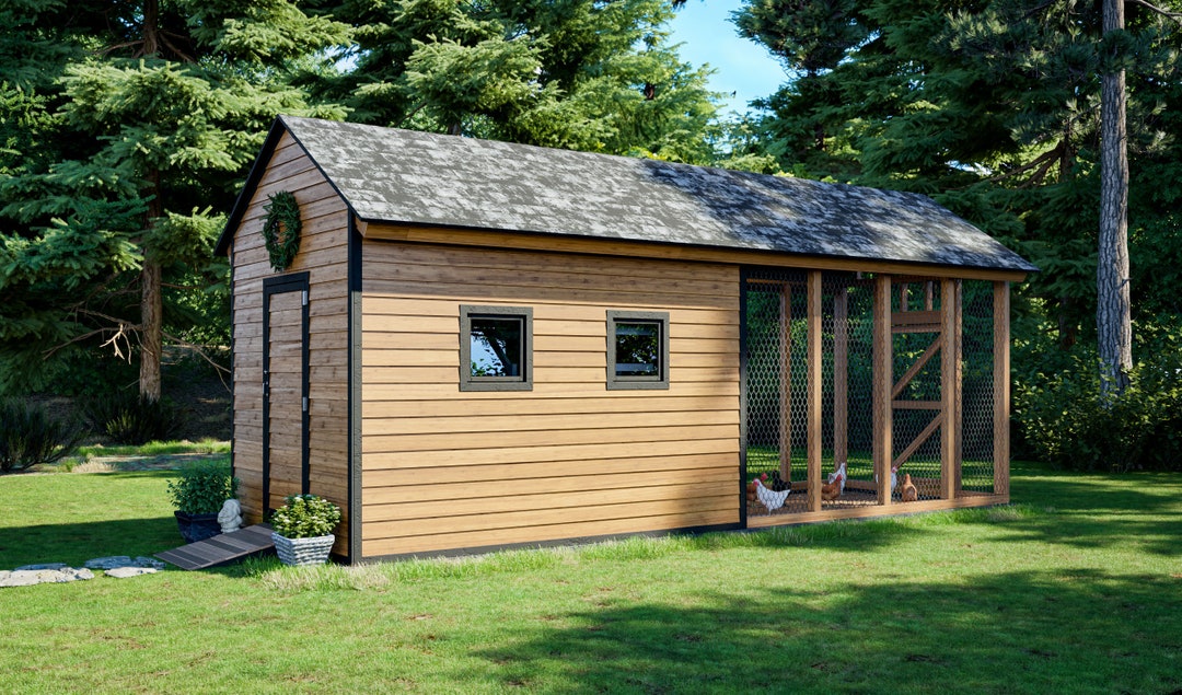 Chicken Coop Plans 24x8 DIY Walk in Chicken Run for 50 Chickens - Etsy