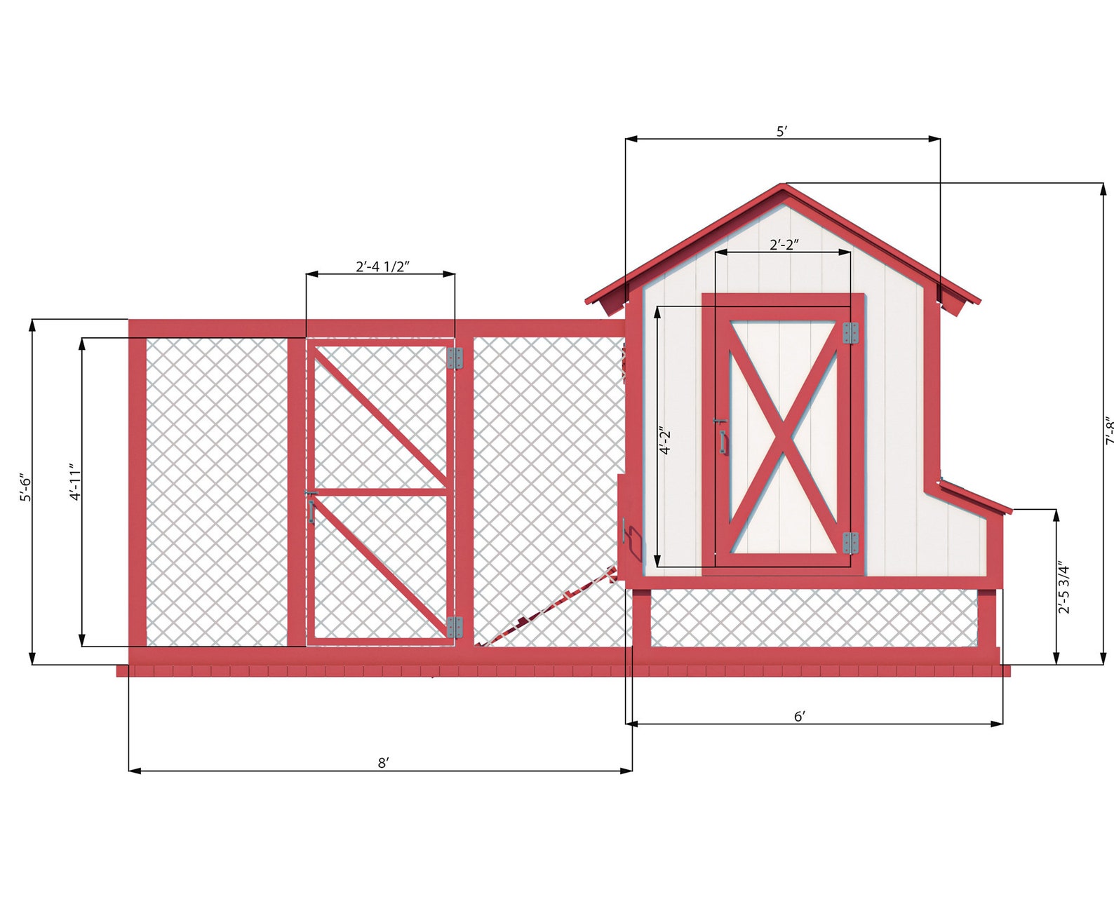 6x14 Walk-in Farmhouse Style Chicken House With Run DIY Plans - Etsy