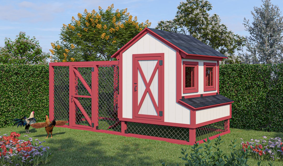 6x14 Walk-in Farmhouse Style Chicken House With Run DIY Plans (Download ...