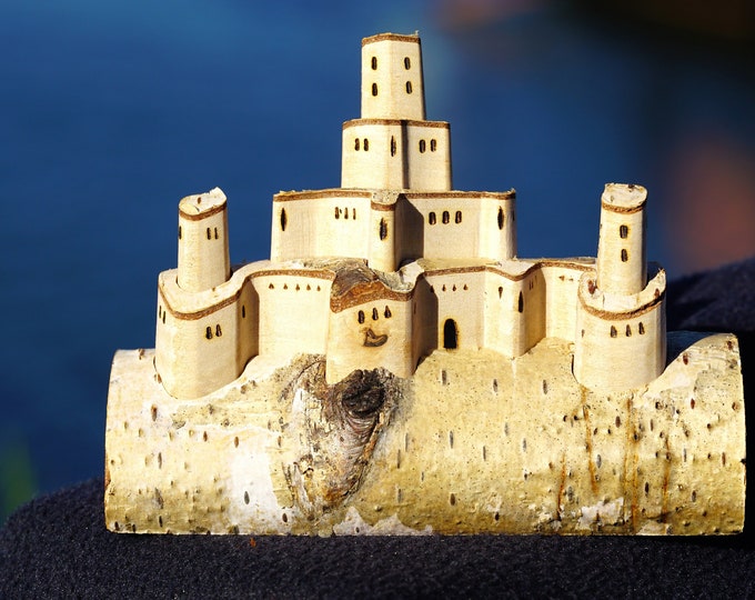 Wooden Pop up Castle Carved From a Birch Tree Log Expending Into a ...
