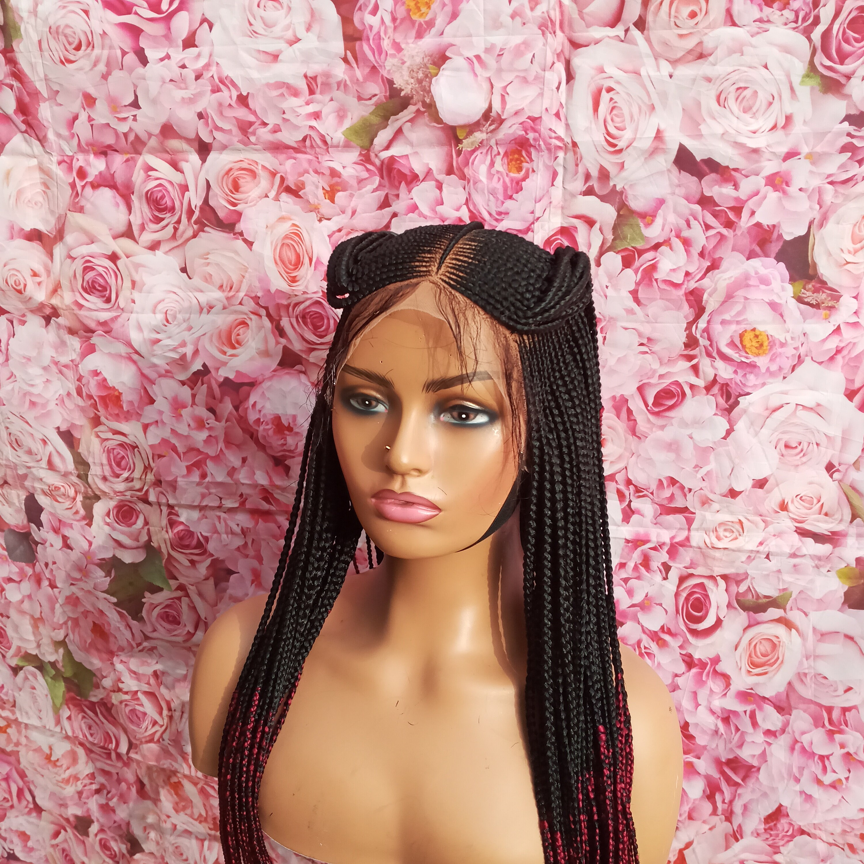Cornrow Full Frontal Braided Wig For Black Women Etsy