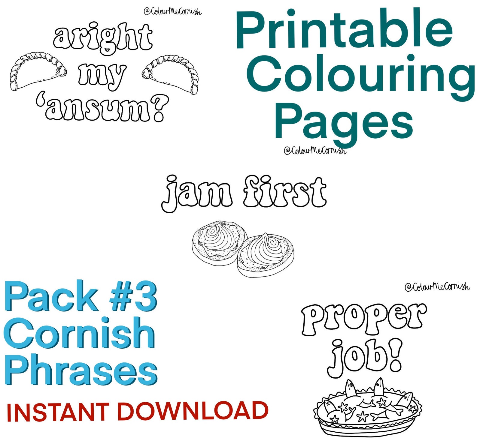 Cornish Phrases PDF Printable Coloring Book Pages | Etsy