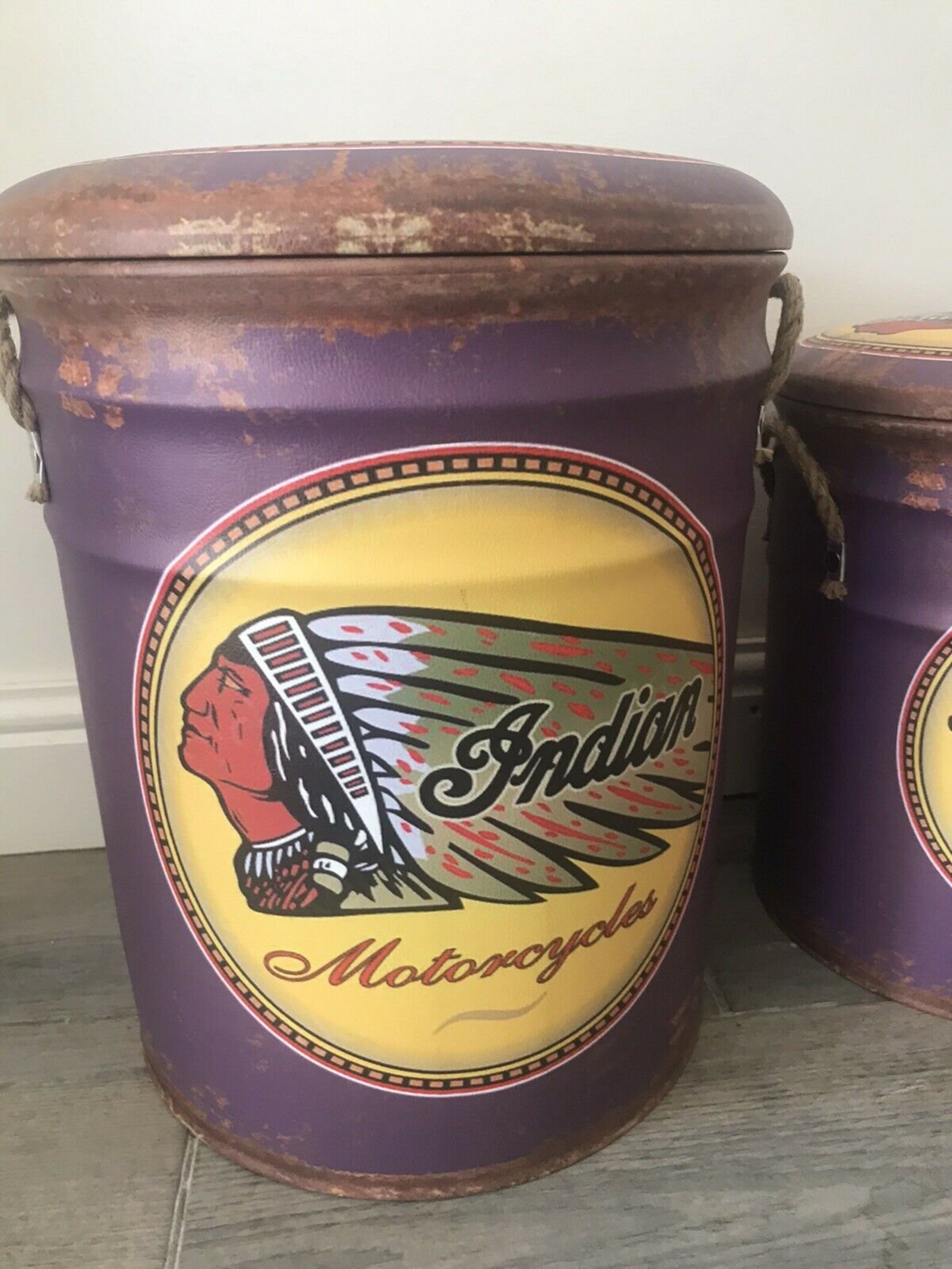 Indian Motorcycle USA Storage Stool Padded Lidded Seat & Rope | Etsy