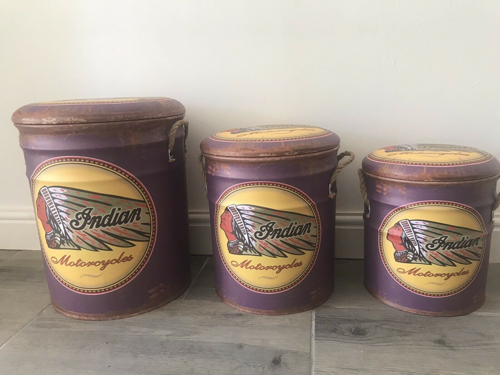 Indian Motorcycle USA Storage Stool Padded Lidded Seat & Rope | Etsy