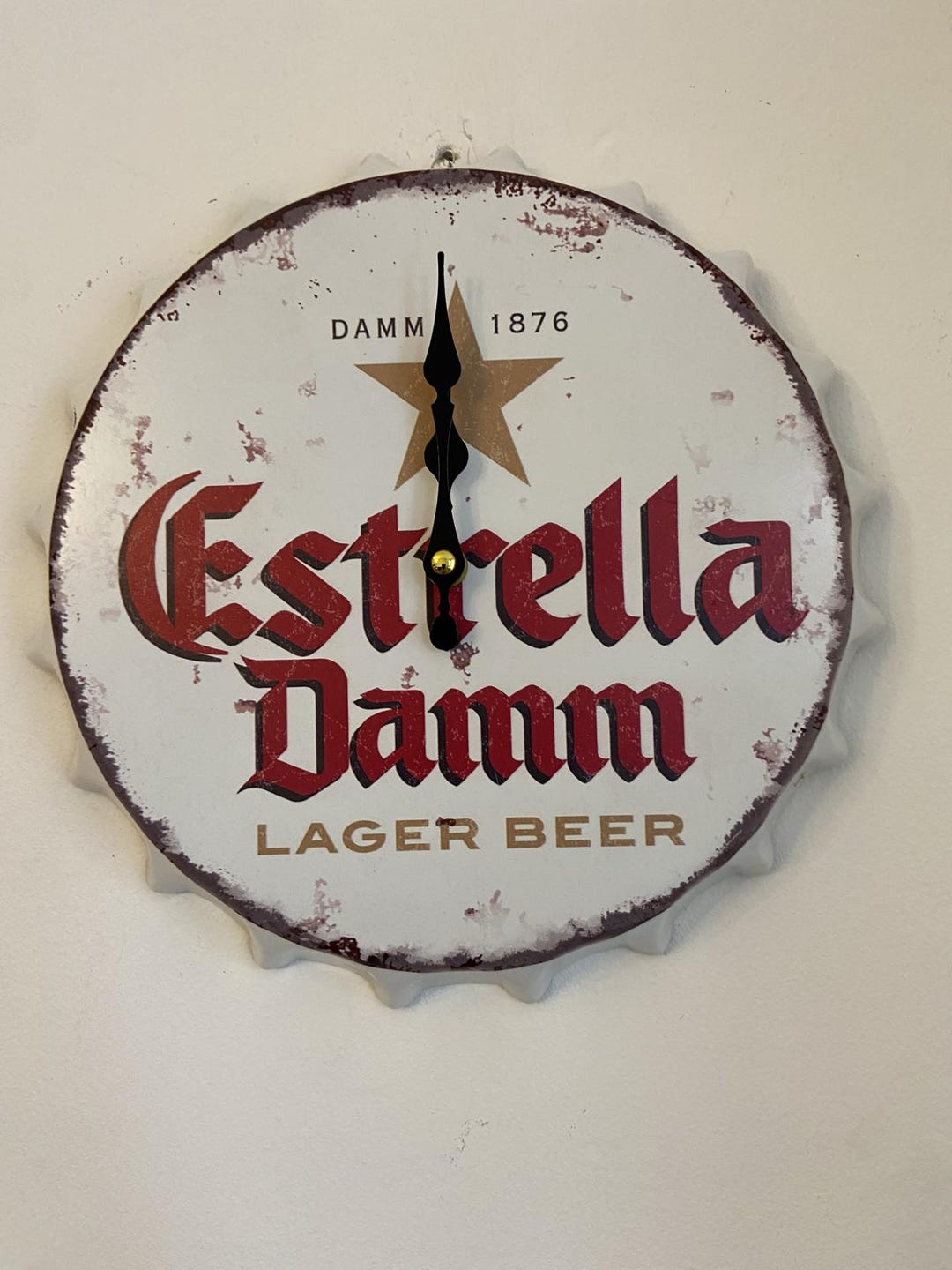 Estrella Lager Beer Clock: Vintage Style Metal Bottle Top, 30cm - Etsy