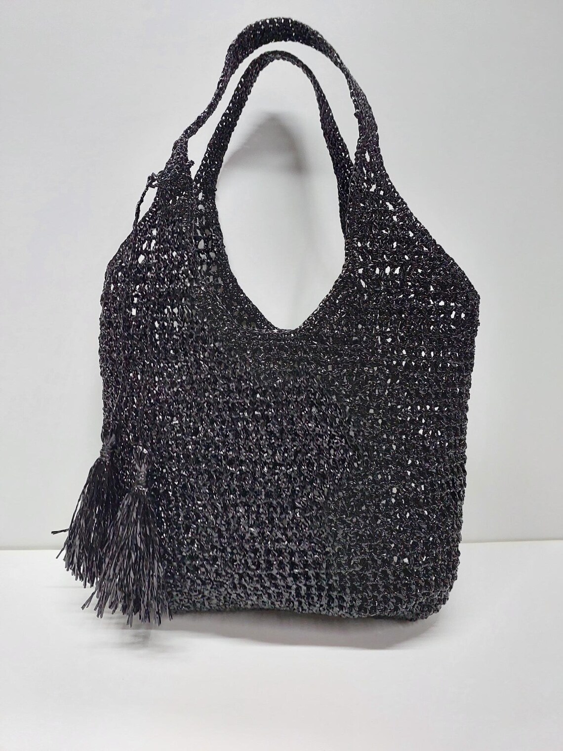Shiny Raffia Rope Knitted Shoulder Bag - Etsy
