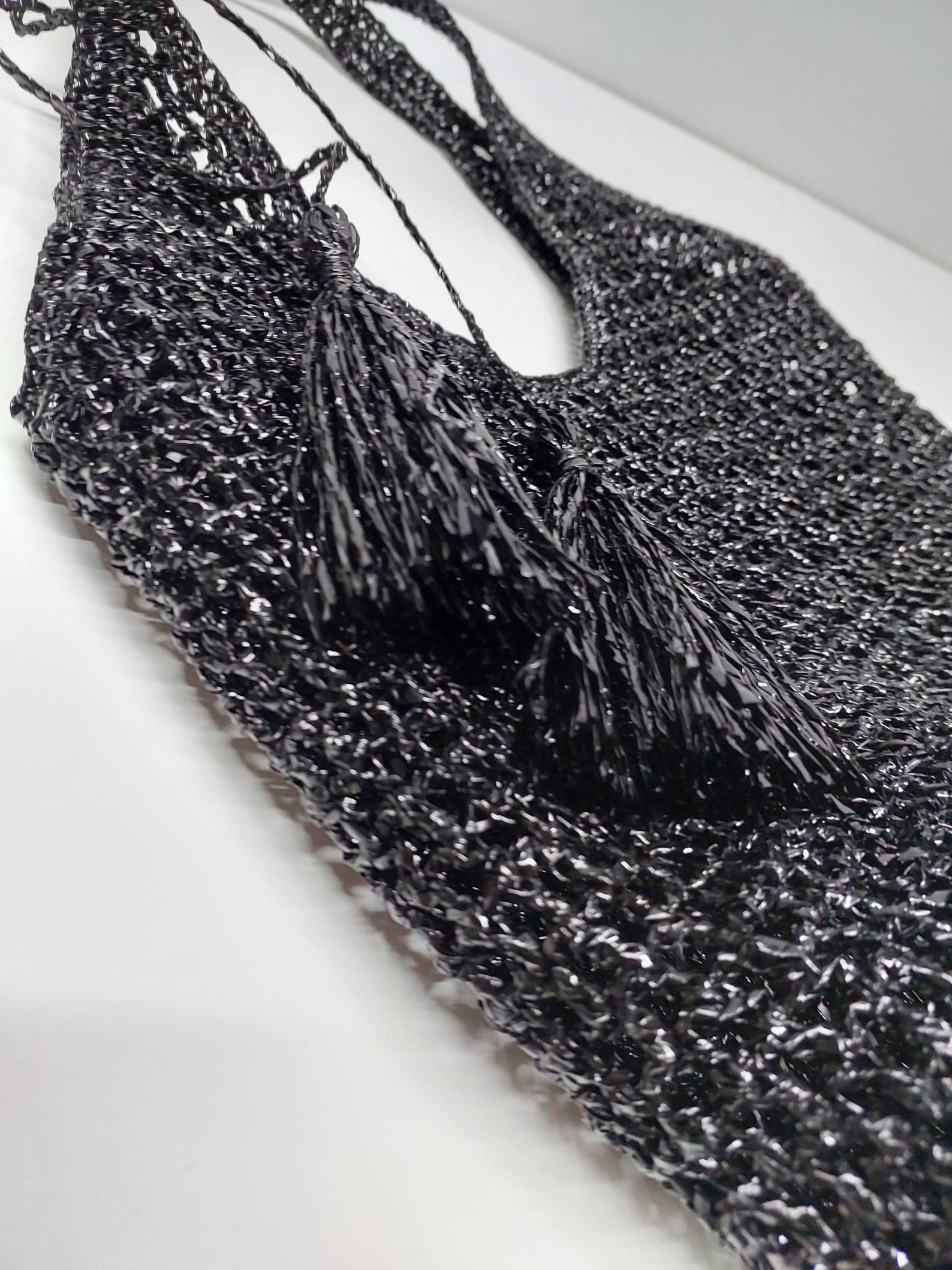 Shiny Raffia Rope Knitted Shoulder Bag - Etsy