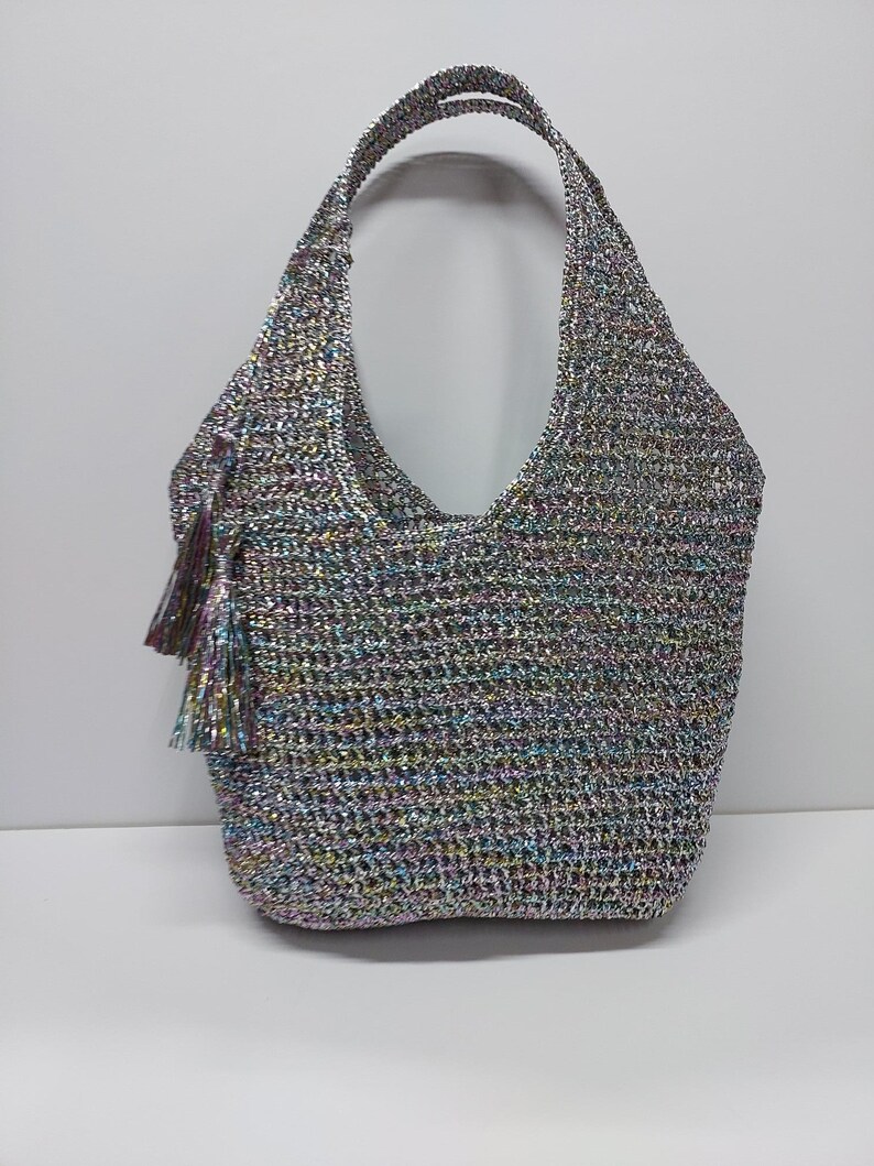 Shiny Raffia Rope Knitted Shoulder Bag - Etsy