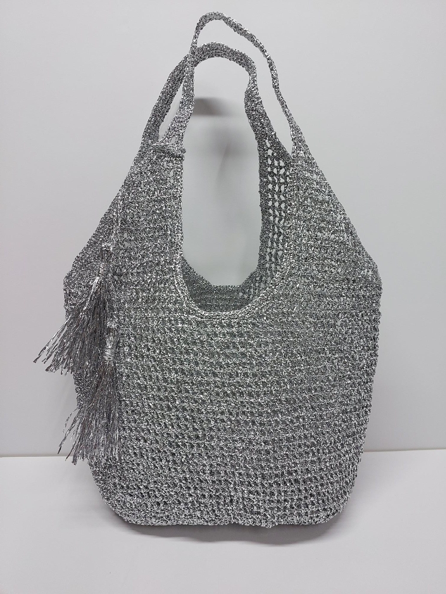Shiny Raffia Rope Knitted Shoulder Bag - Etsy