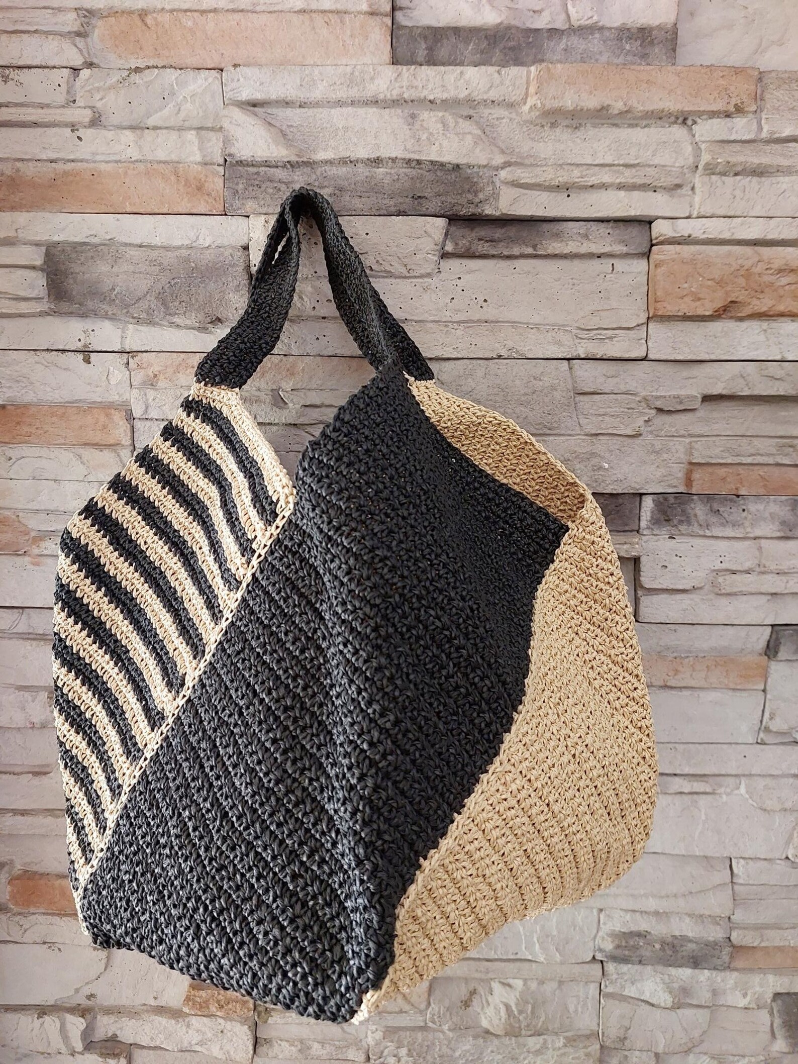 Hand Knitted 3 Color Jute Rope Puzzle Bag - Etsy