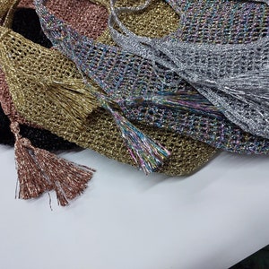 Shiny Raffia Rope Knitted Shoulder Bag - Etsy