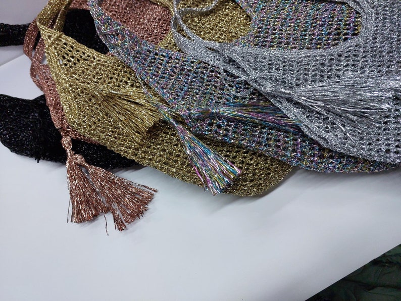 Shiny Raffia Rope Knitted Shoulder Bag - Etsy