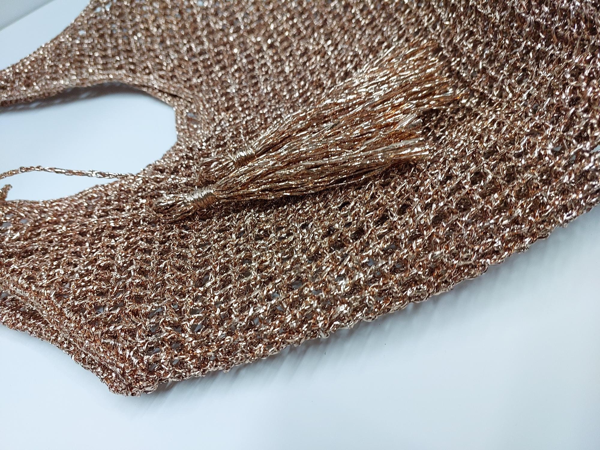 Shiny Raffia Rope Knitted Shoulder Bag - Etsy