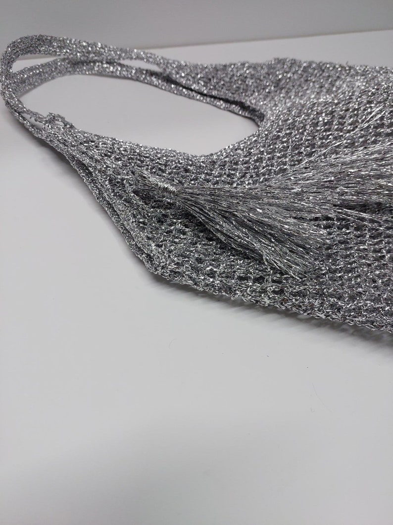 Shiny Raffia Rope Knitted Shoulder Bag - Etsy