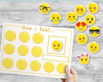 Printable 'emoji' Emotions Chart, Kids, Early Learning, Primary ...