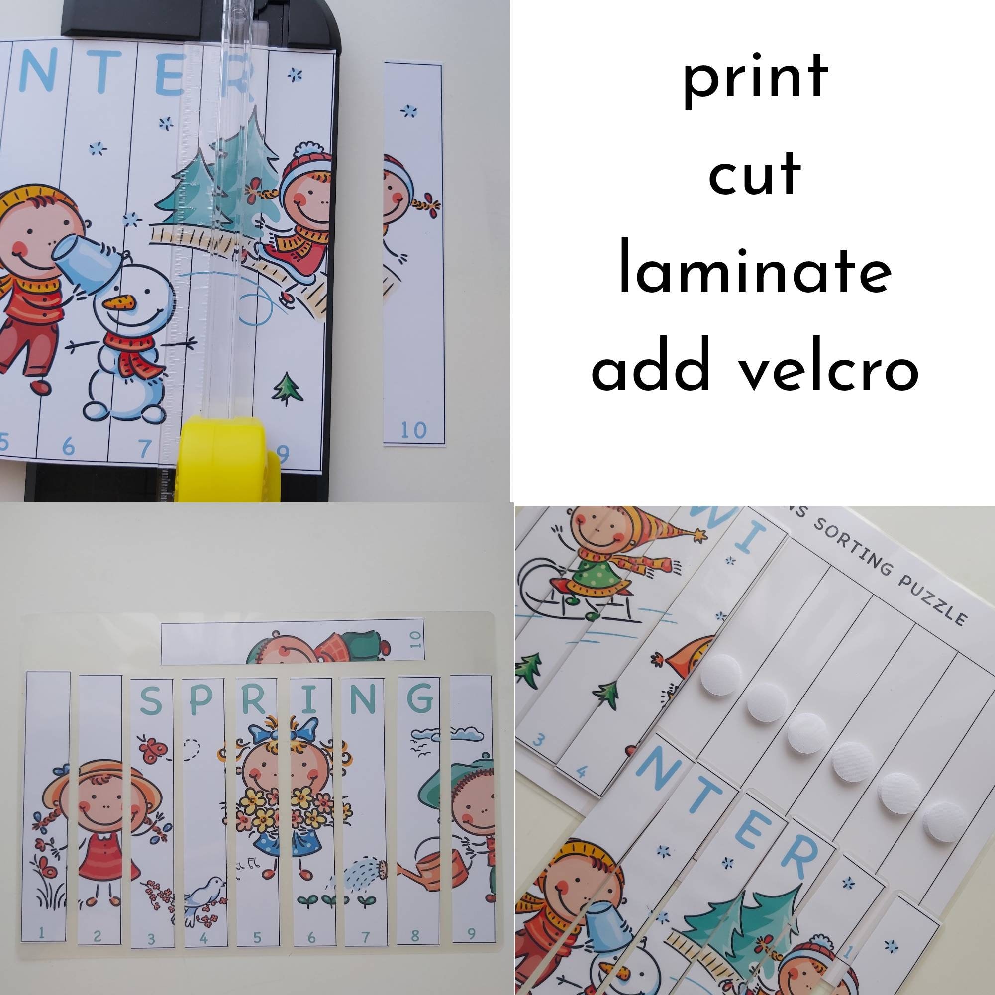 Print at home velcro number matching puzzle learn about the | Etsy