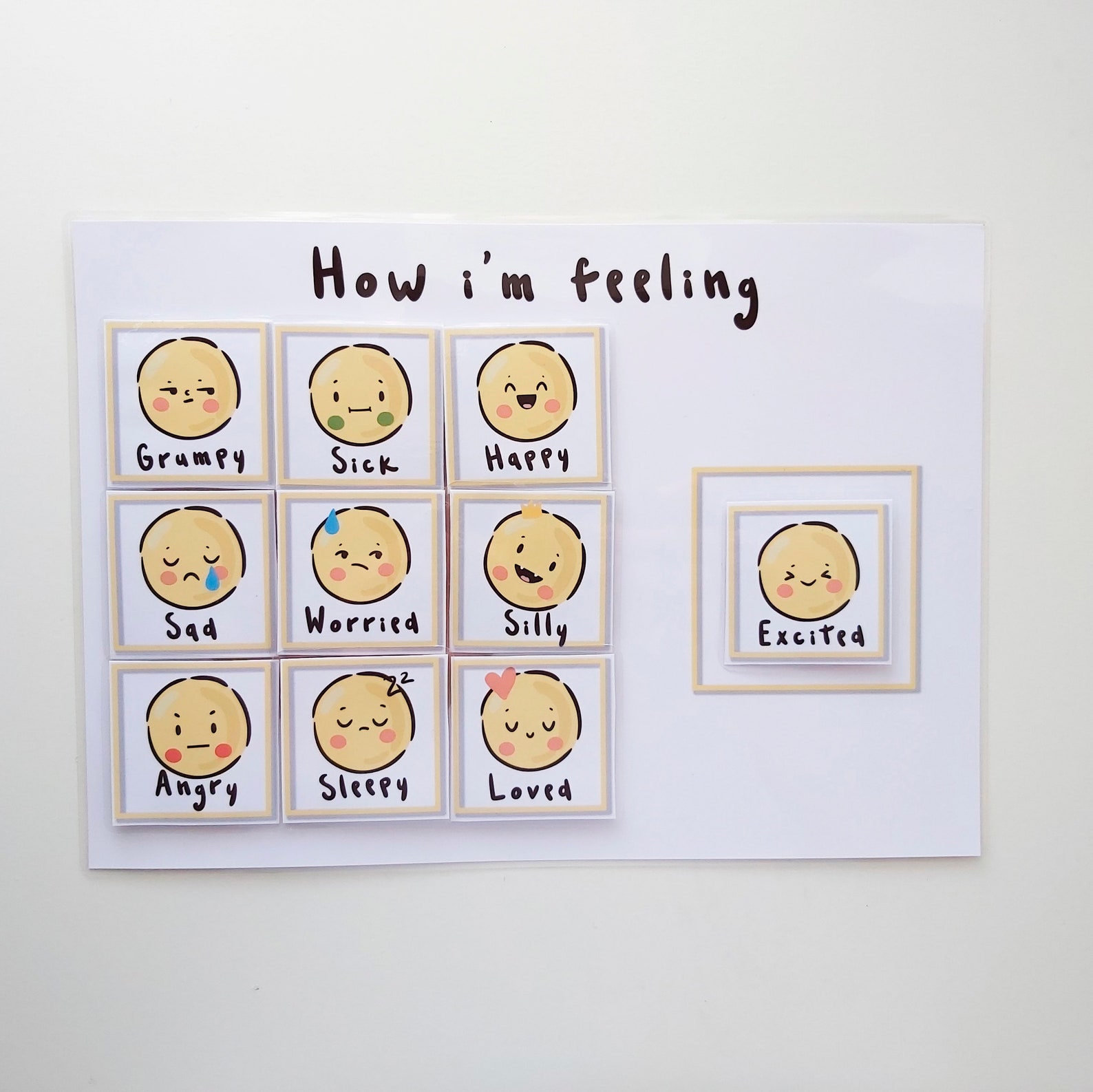 Printable 'emoji' emotions chart kids early | Etsy