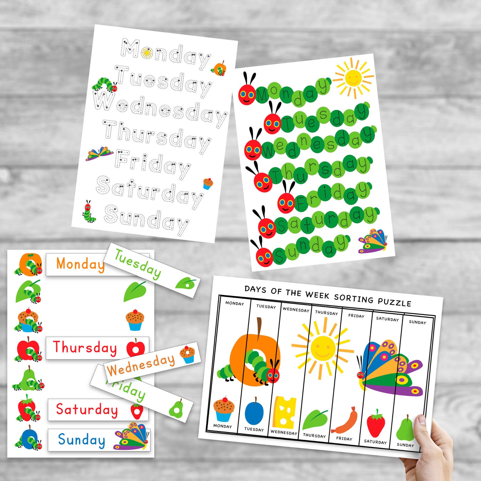 Hungry Caterpillar Printable Learning Mat Bundle, Days of the Week ...