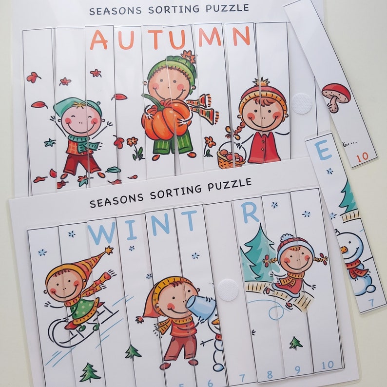 Print at Home Velcro Number Matching Puzzle, Learn About the Seasons ...