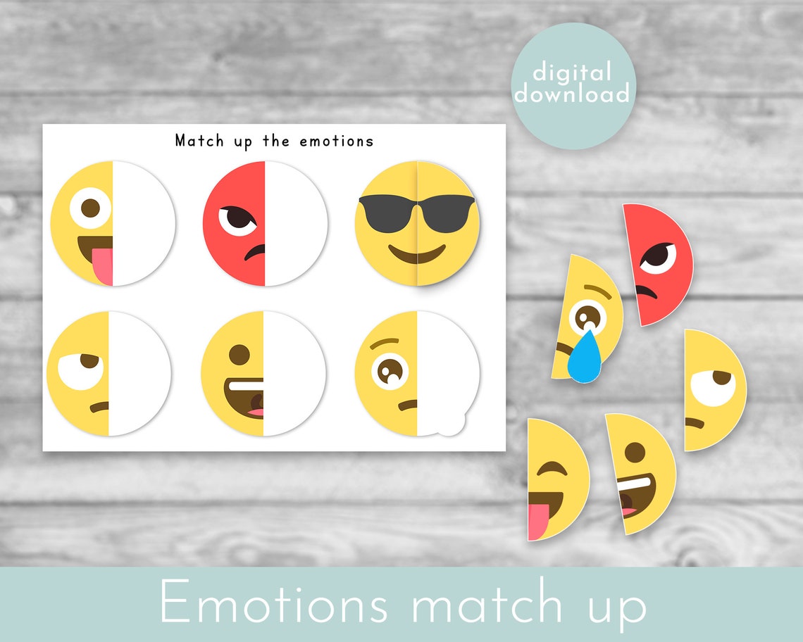 Emoji Emotions Kids Matching Game, Create at Home Learning Velcro Busy ...