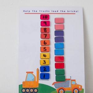 Truck Counting Activity, Stacking Bricks, Velcro Busy Book, Quiet Time ...