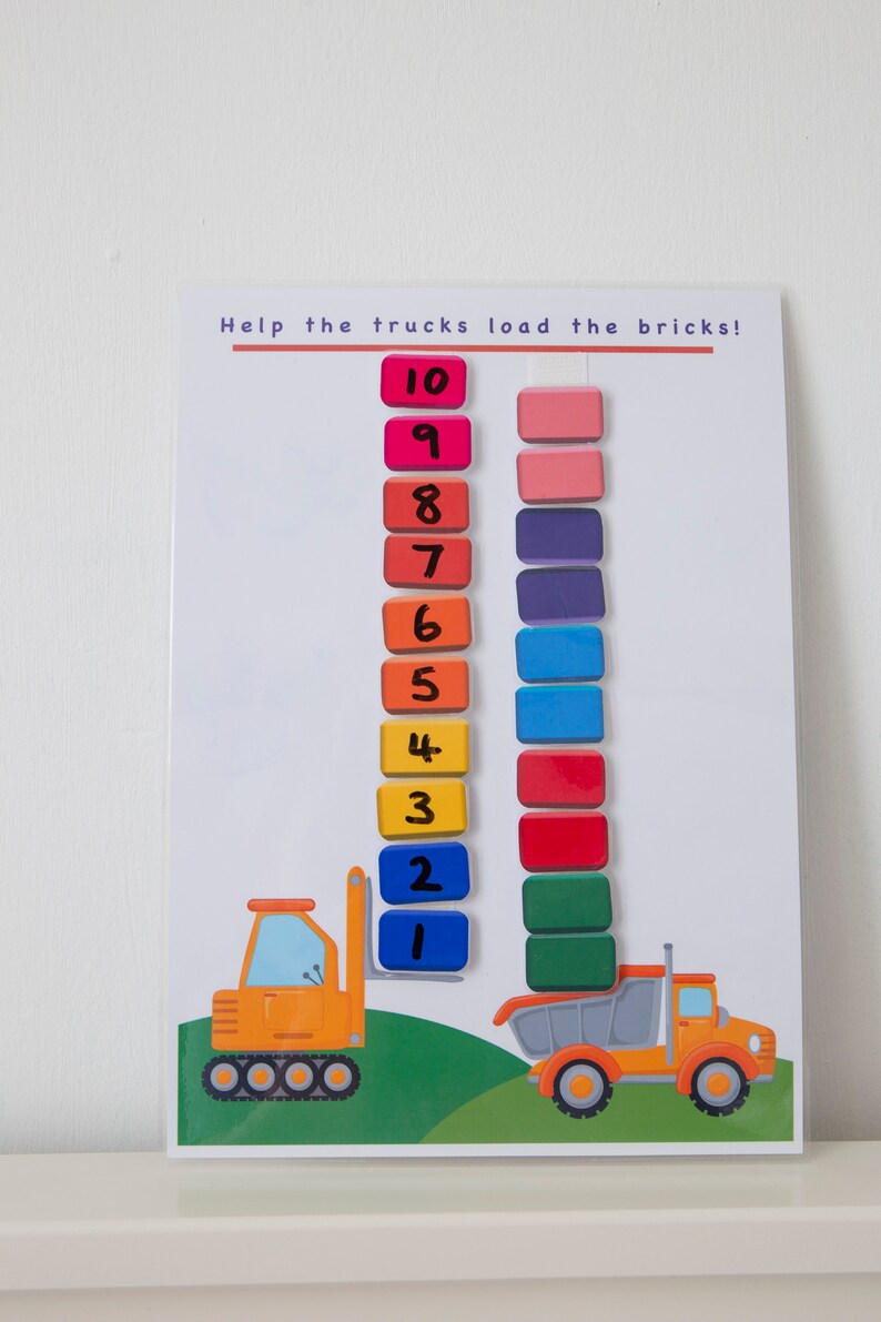 Truck Counting Activity, Stacking Bricks, Velcro Busy Book, Quiet Time ...