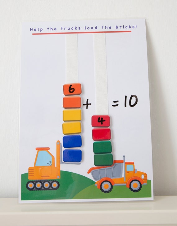 Truck Counting Activity Stacking Bricks Velcro Busy Book | Etsy