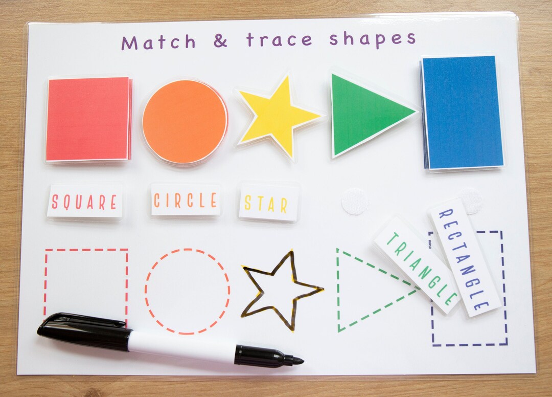4 in 1 Printable Learning Page, Trace Shapes, Match Shapes, Play Doh ...